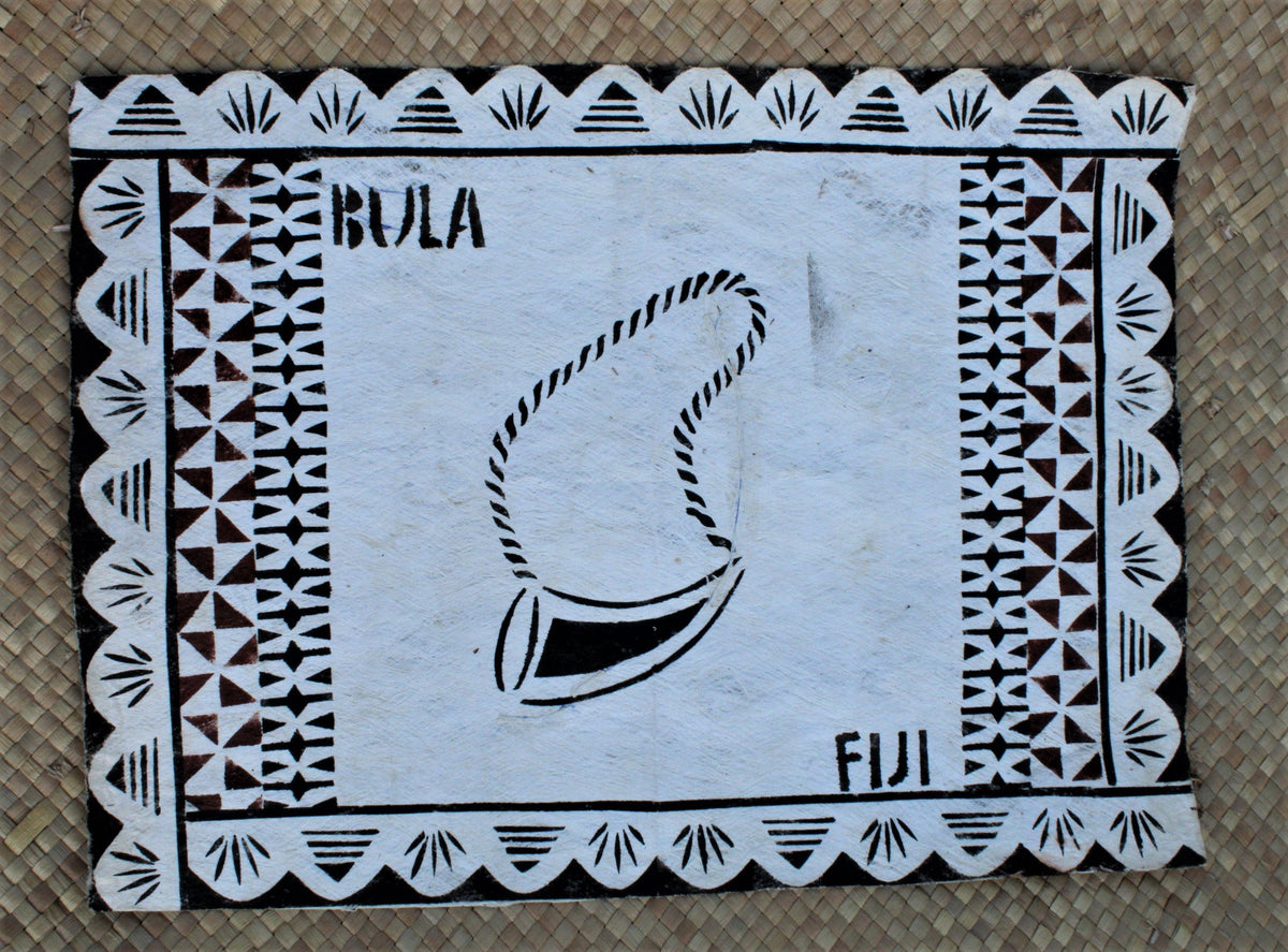 Fijian Tapa Wall Decoration-Tabua/Bula Fiji – The Coastal Basket